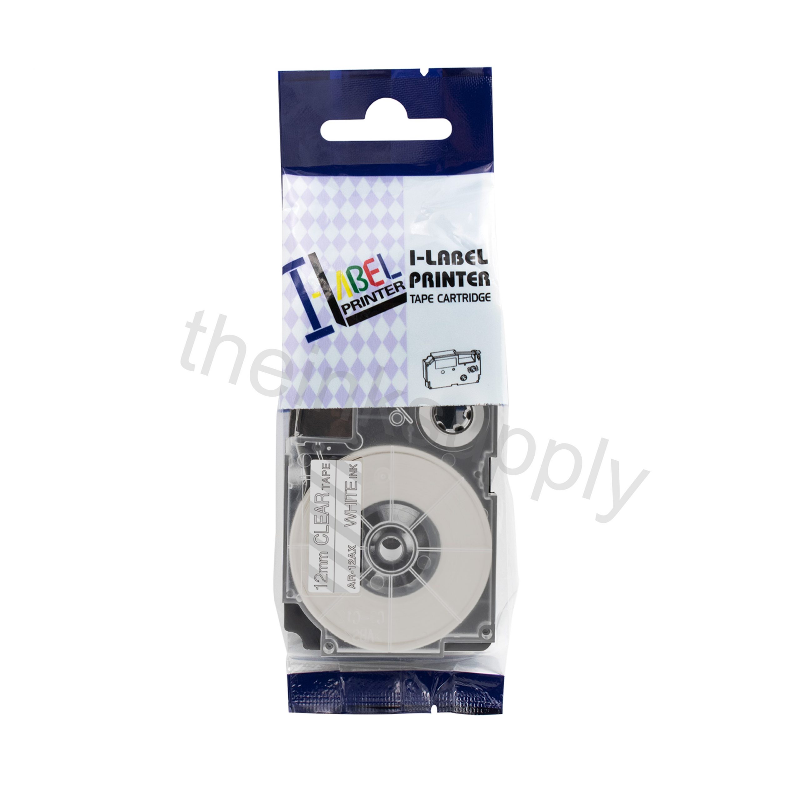 Compatible Casio XR-12AX Label Tape (12mm White on Clear) - theinksupply